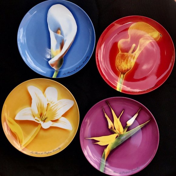 Givenchy | Dining | Givenchy Parfum Porcelain Floral Plates 4 Fleurs ...
